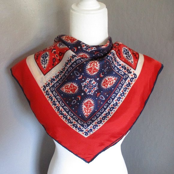 Vintage | Accessories | 97s Western Style Red White Blue Scarf | Poshmark